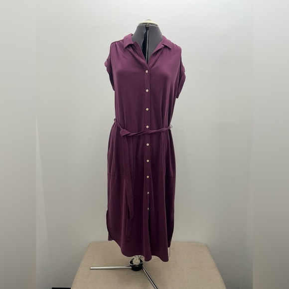 Lou & Grey | Dresses | Lou Grey Deep Purple Midi Dress | Poshmark